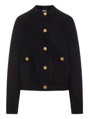 TOTEME Button-up Chunky-knit Cardigan With Gold-tone Buttons - Black