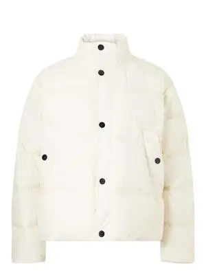Stone Island Garment-Dyed Crinkled-Shell Down Jacket Cream
