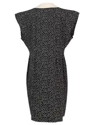 Saint Laurent Polka Dot Print Notched Lapel Mini Dress - Black
