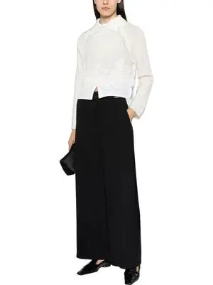 Ermanno Scervino Lace-trimmed Open-knit Cropped Sweater - Neutrals