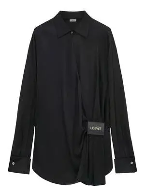Loewe Draped Shirt In Silk - Black