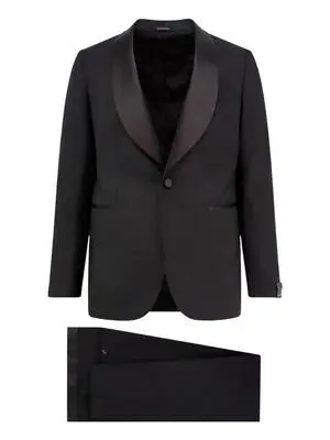 Tagliatore Satin-trim Wool Suit - Black