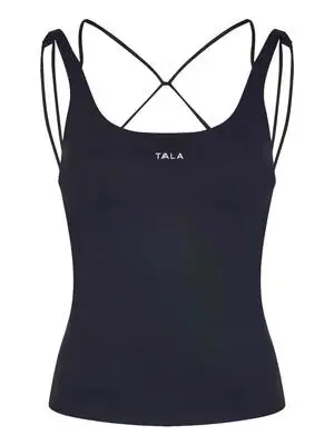 TALA Logo-print Crossover-strap Top - Blue