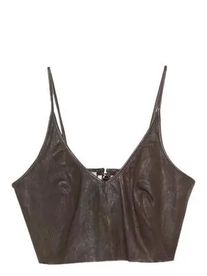 Rick Owens Leather Crop Top - Brown