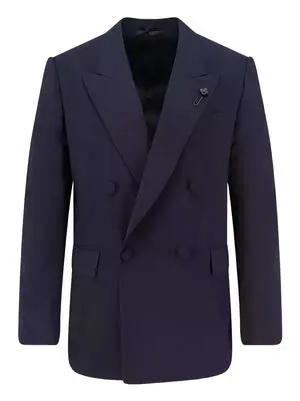 LARDINI Double-breasted Tuxedo Blazer - Blue