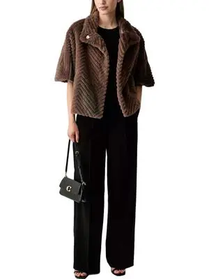 Joseph Ribkoff Chevron-pattern Faux-fur Jacket - Brown