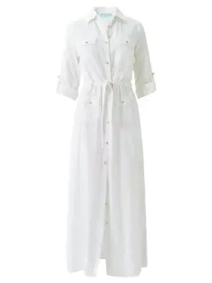 Melissa Odabash Belted Button-up Midi Dress - White