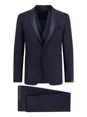 Tagliatore Satin-trim Three-piece Tuxedo Suit - Blue