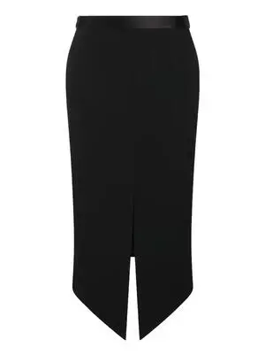 TOM FORD Satin-trimmed Wool Skirt With Back Slit - Black