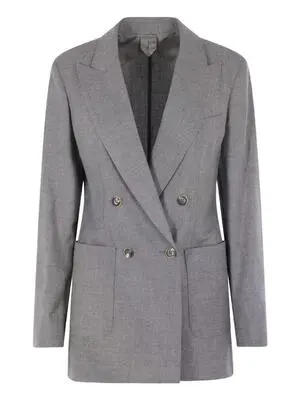 Max Mara Double-breasted Peak-lapel Blazer - Grey