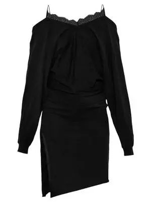 IRO PARIS Incante Asymmetric Dress With Lace Trim - Black