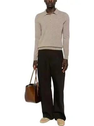 Eric Bompard Long-sleeve Cashmere Polo Shirt - Neutrals