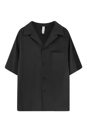 HEVO Short-sleeve Bowling-collar Shirt - Black
