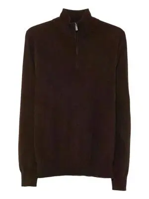 Eric Bompard Zip-neck Cashmere Knit - Brown
