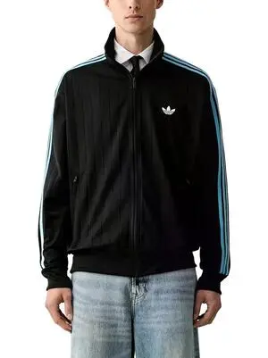 Adidas Firebird Stripe-detail Zip-up Sweatshirt - Black