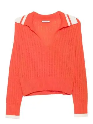 Patrizia Pepe Open-knit Sweater With Stripe Detail - Orange