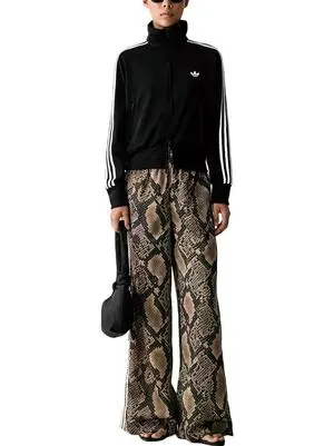 Adidas Wide Leg Snake Print Track Pants - Brown