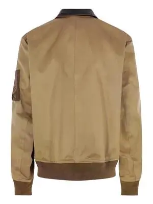 Sacai Leather-collar Zip-up Jacket - Neutrals