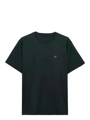 Prada Logo-plaque Cotton T-shirt Green