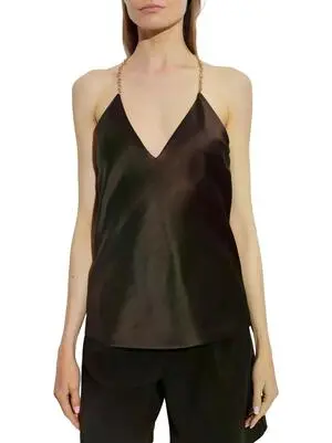 Sportmax Sleeveless Halter Top With Chain Detail - Brown
