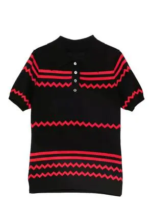 Cynthia Rowley Ziggy Cropped Polo Shirt - Black