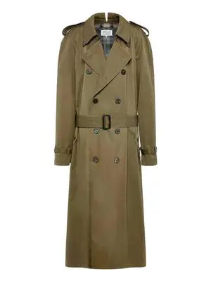MAISON MARGIELA Double-breasted Folded Collar Trench Coat - Green