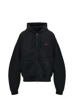 Vetements Logo-print Zip-up Hoodie - Black