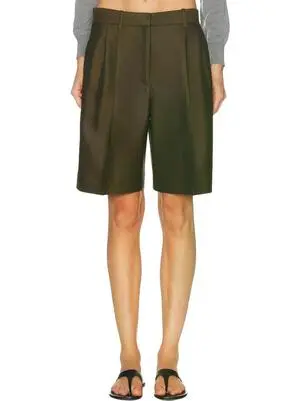 Khaite Auggie Knee-length Shorts In Sculptural Cady - Green