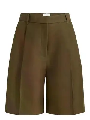 Khaite Auggie Knee-length Shorts In Sculptural Cady - Green