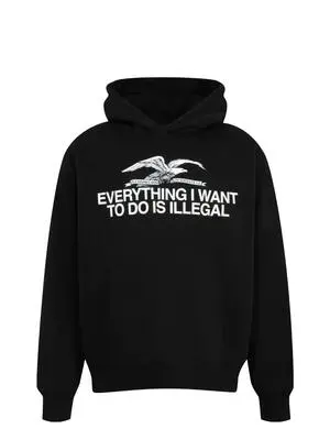 PLEASURES Illegal Graphic-print Drawstring Hoodie - Black