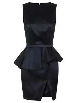 Elisabetta Franchi Mini Dress In Gazar Fabric With Flounce - Black