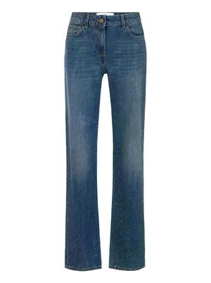 Elisabetta Franchi Palazzo Jeans With Rhinestones - Blue