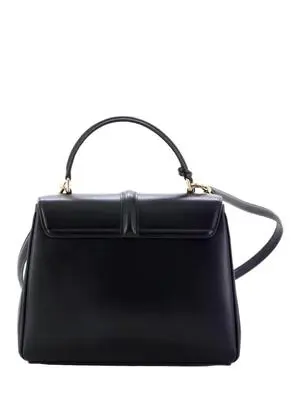 Celine 16 Top Handle Bag Smooth Calfskin Small Satchel - Black