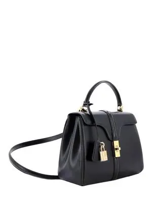 Celine Celine 16 Top Handle Bag Smooth Calfskin Small Satchel Black