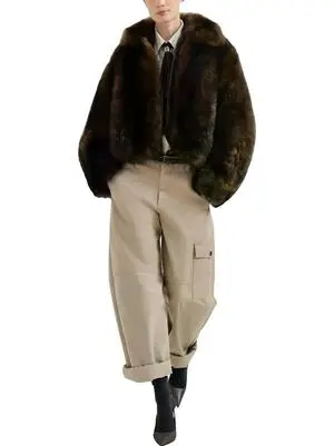 Brunello Cucinelli Monili Barrel-leg Cargo Pants - Neutrals