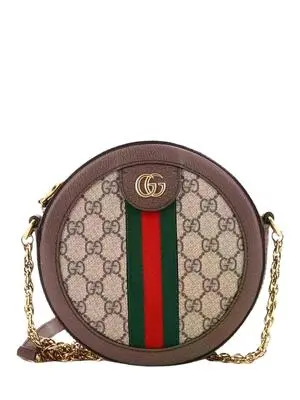 Gucci Ophidia Round Shoulder Bag Gg Coated Canvas Mini Crossbody Bag - Brown