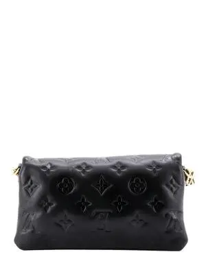 LOUIS VUITTON Convertible Coussin Pochette Monogram Embossed Lambskin Shoulder Bag - Black