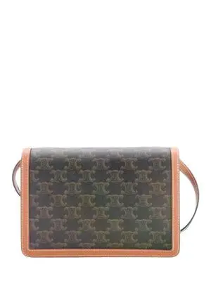 Celine Enveloppe Wallet On Strap Triomphe Coated Canvas Crossbody Bag - Brown