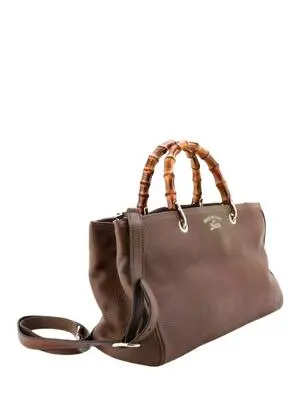 Gucci Bamboo Shopper Leather Medium Tote Bag - Brown