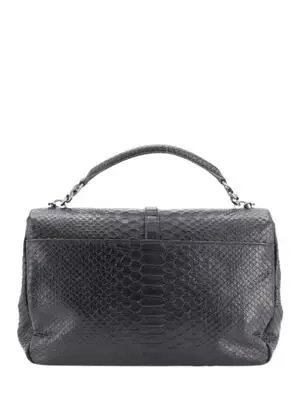 Saint Laurent Classic Monogram College Bag Python Embossed Leather Large Satchel - Black