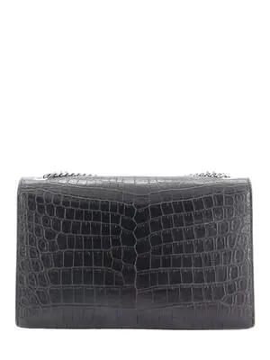 Saint Laurent Classic Monogram Tassel Crocodile Embossed Leather Medium Crossbody Bag - Black