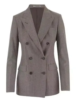 Tagliatore Double-breasted Micro-check Blazer - Brown