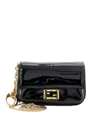 Fendi Patent Nano Baguette Charm Bag - Black