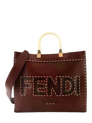 Fendi Sunshine Shopper Leather Medium Tote Bag - Brown