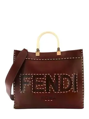 Fendi Sunshine Shopper Leather Medium Tote Bag - Brown