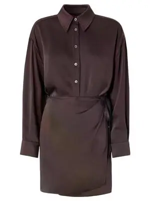 Pinko Wrap-style Long-sleeve Shirt Dress - Brown
