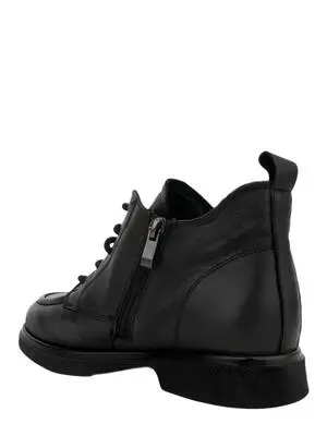 LINDA BAUMANN Lace-up Side-zip Ankle Boots - Black