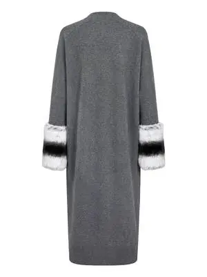 IZAAK AZANEI Faux-fur Trim Cardigan - Grey