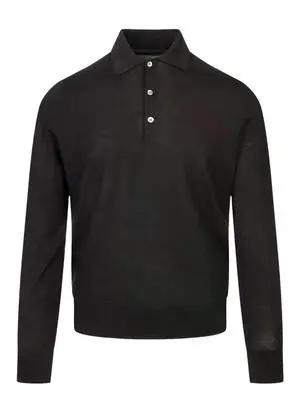 Canali Long-sleeve Polo Shirt - Black