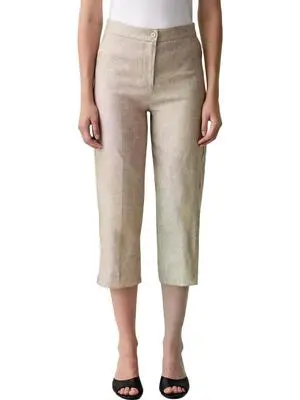 VICOLO Pressed Crease Cropped Trousers - Neutrals